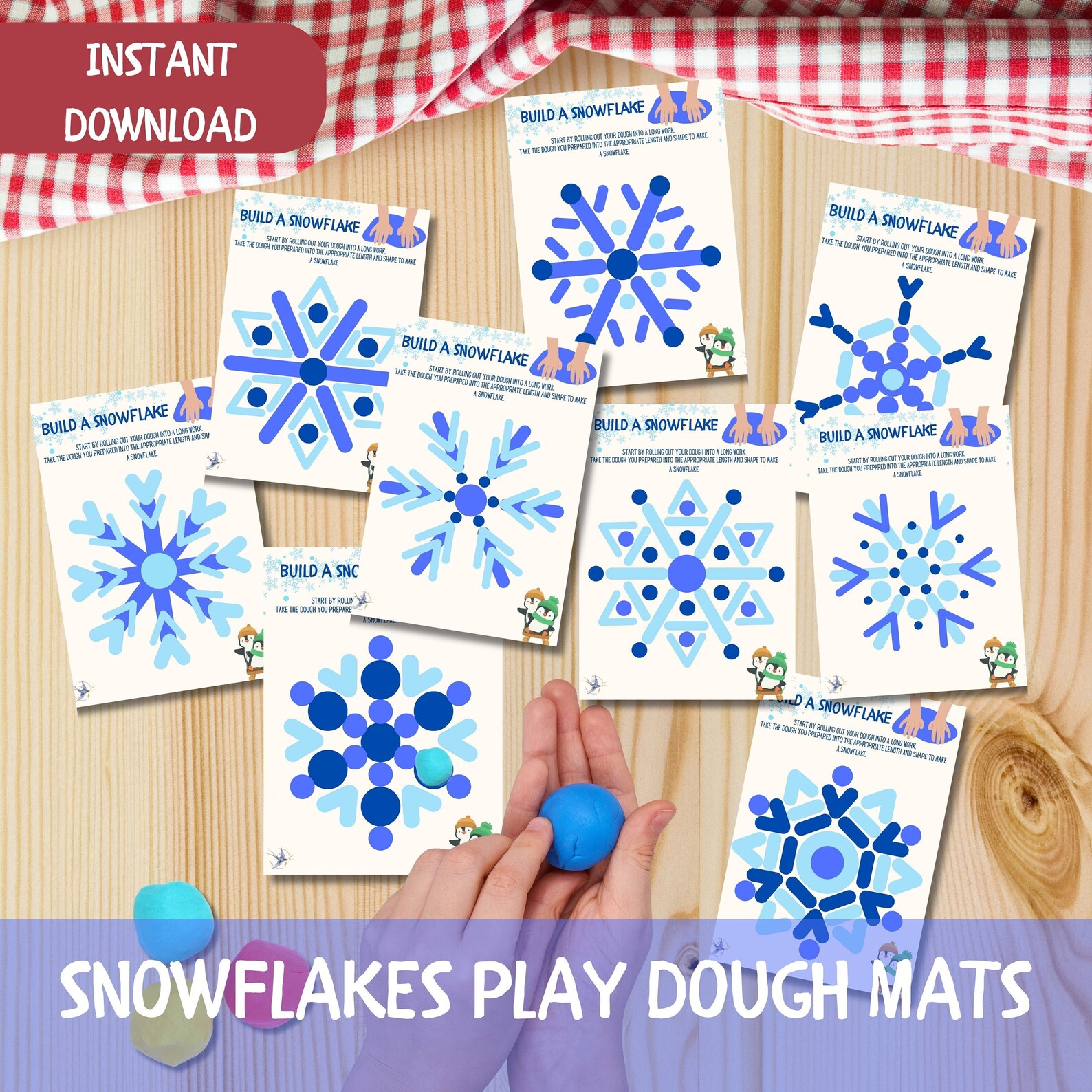 Snowflakes Play Dough Mats Printable Montessori Winter Activities ...