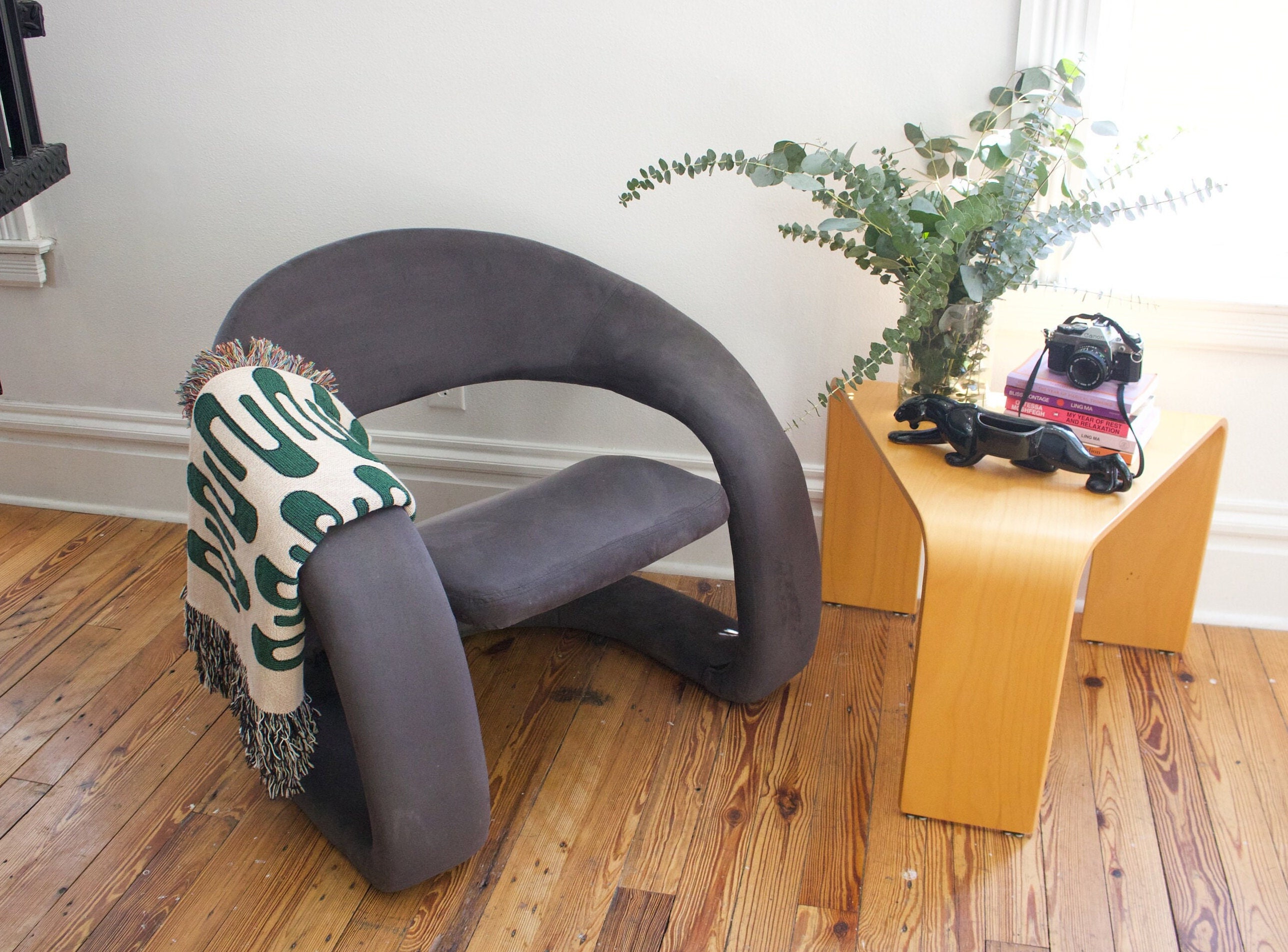 Y2K Grey Suede Postmodern Cantilever Jaymar Tongue Lounge Chairs ...