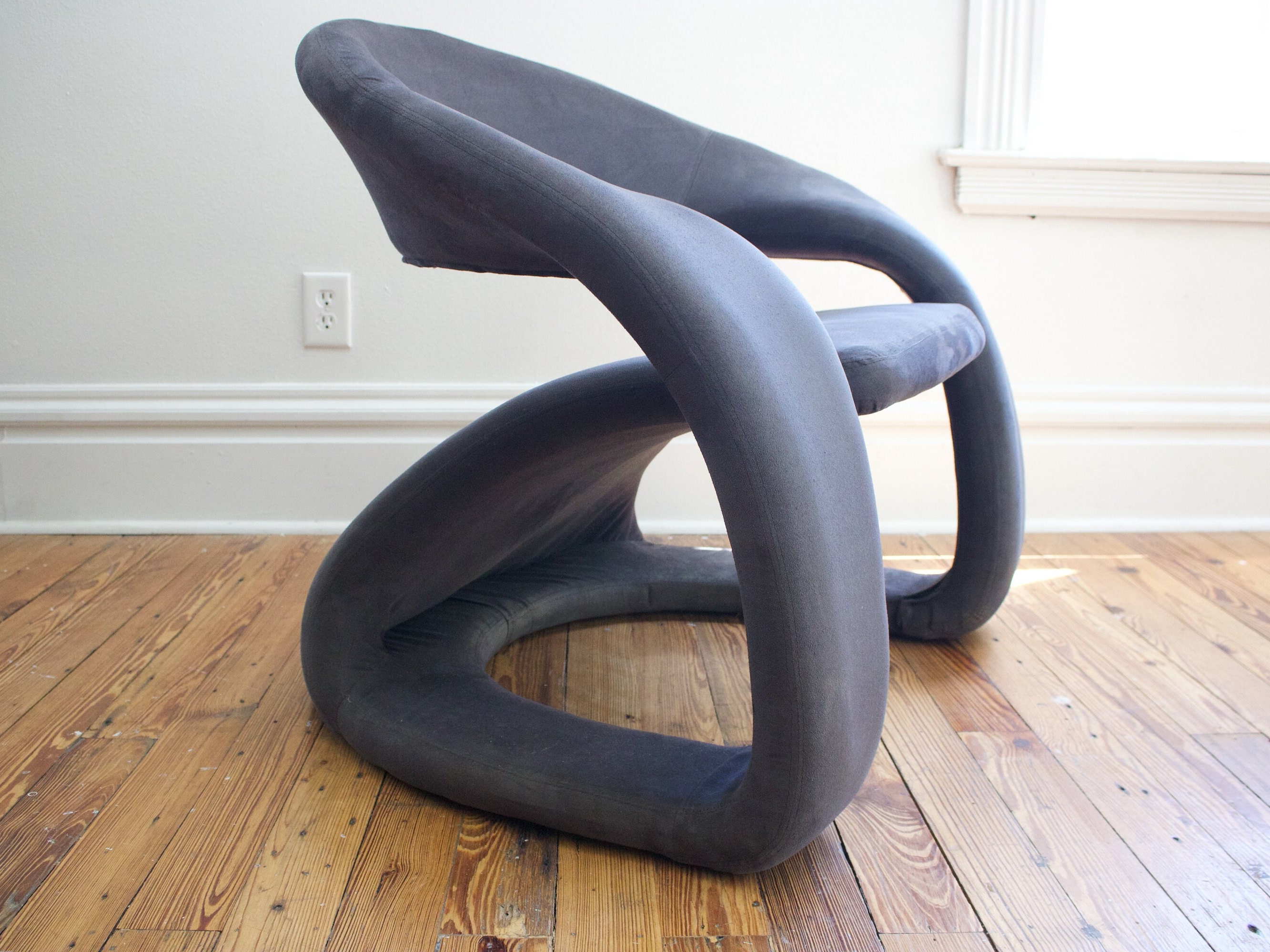 Y2K Grey Suede Postmodern Cantilever Jaymar Tongue Lounge Chairs ...