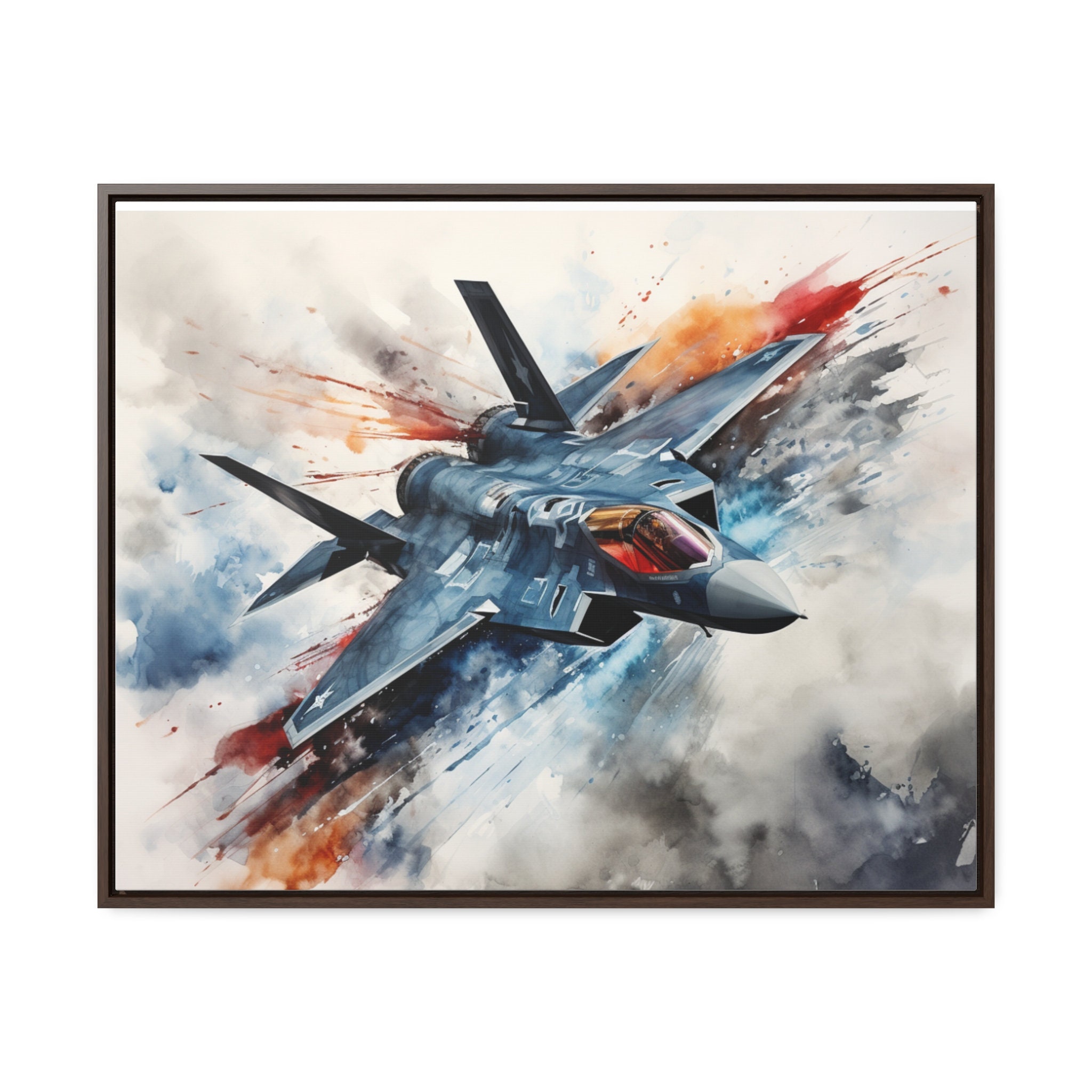 The Chase F-35 Fighter Jet Watercolor Framed Print - Gallery Canvas ...