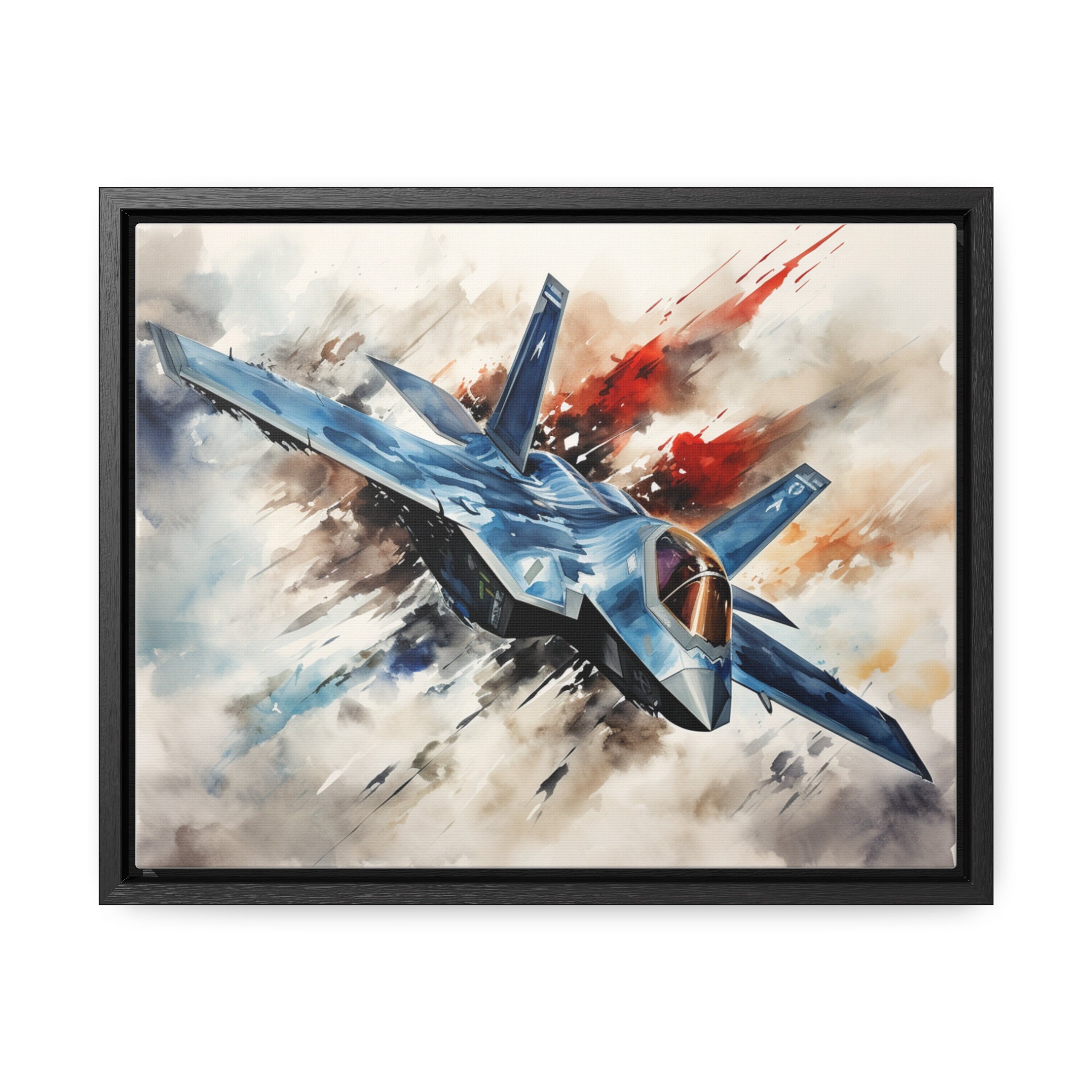 The Lightning F-35 Fighter Jet Watercolor Framed Print - Gallery Canvas ...