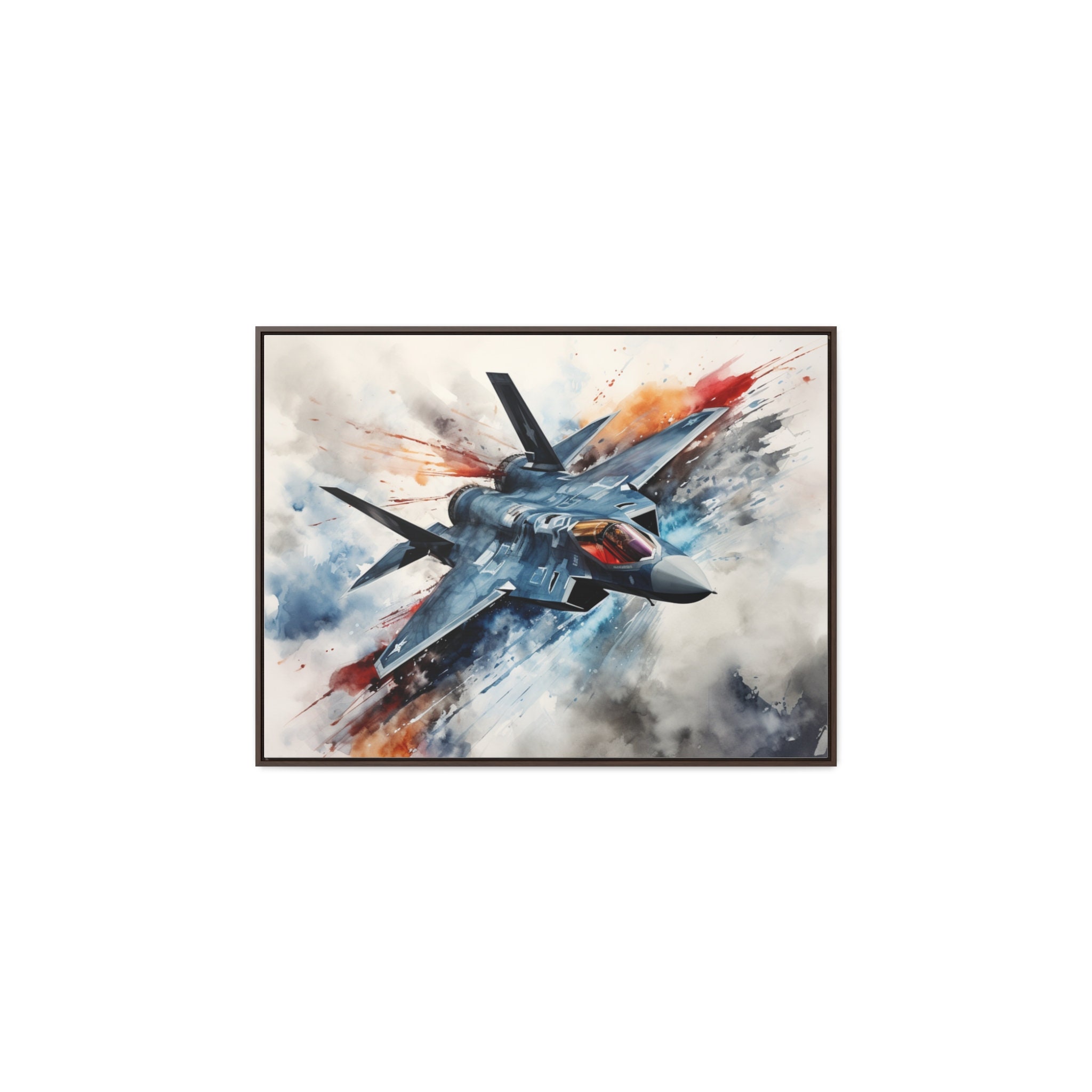 The Chase F-35 Fighter Jet Watercolor Framed Print - Gallery Canvas ...