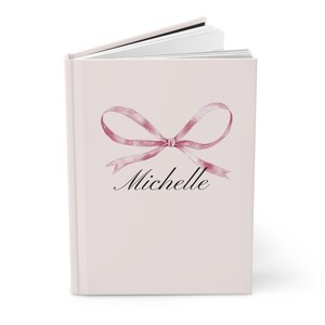 Personalized Pink Bow Journal Customize Coquette Pink Notebook Gift for ...