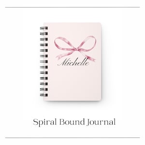 Personalized Pink Bow Journal Customize Coquette Pink Notebook Gift for ...