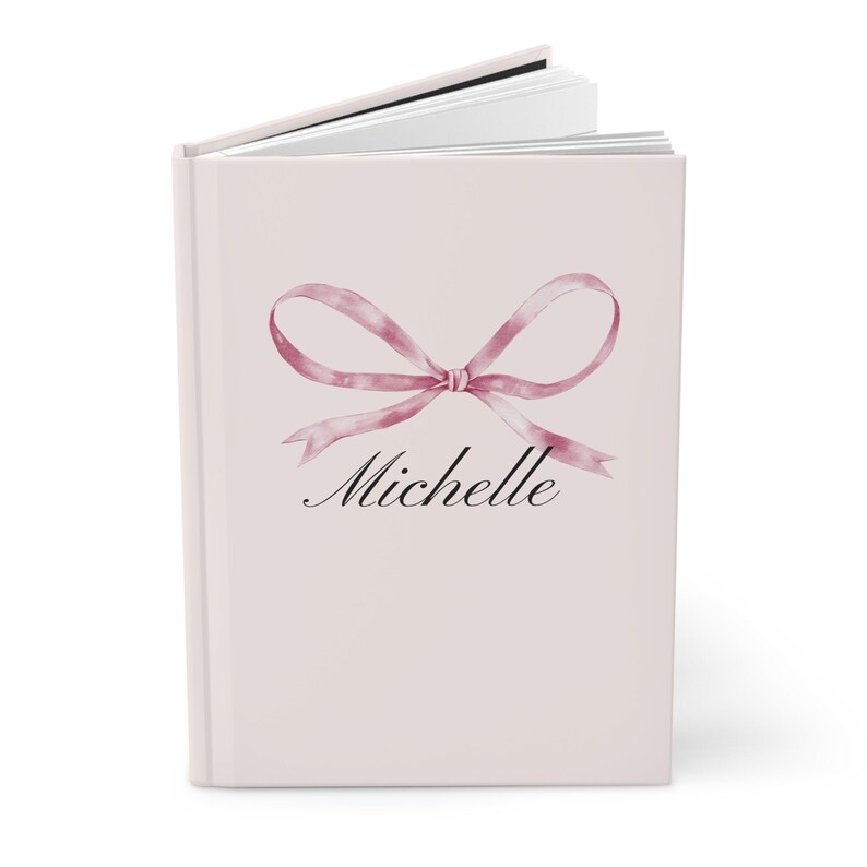 Personalized Pink Bow Journal Customize Coquette Pink Notebook Gift for ...