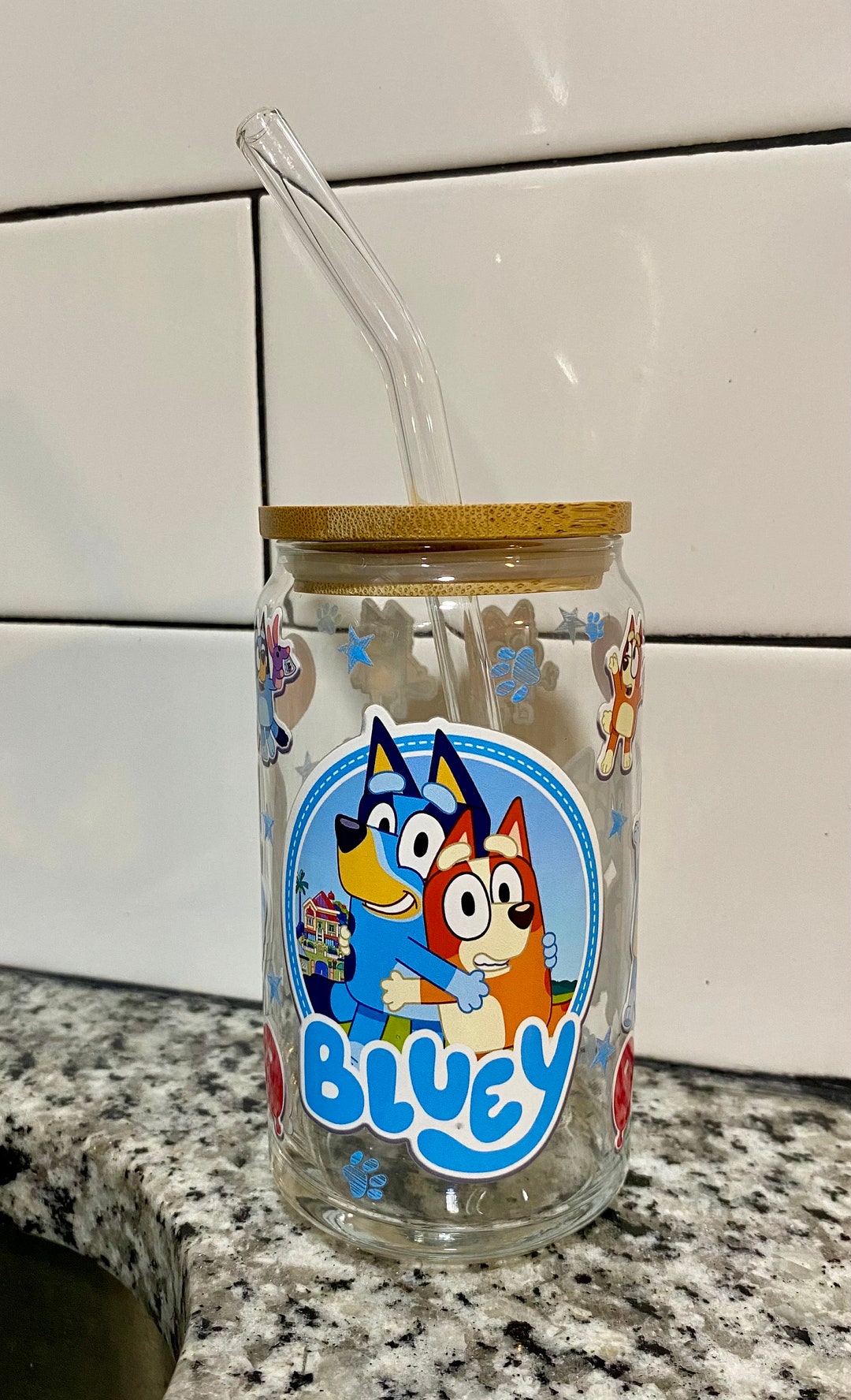 Bluey Glass Cup - Etsy