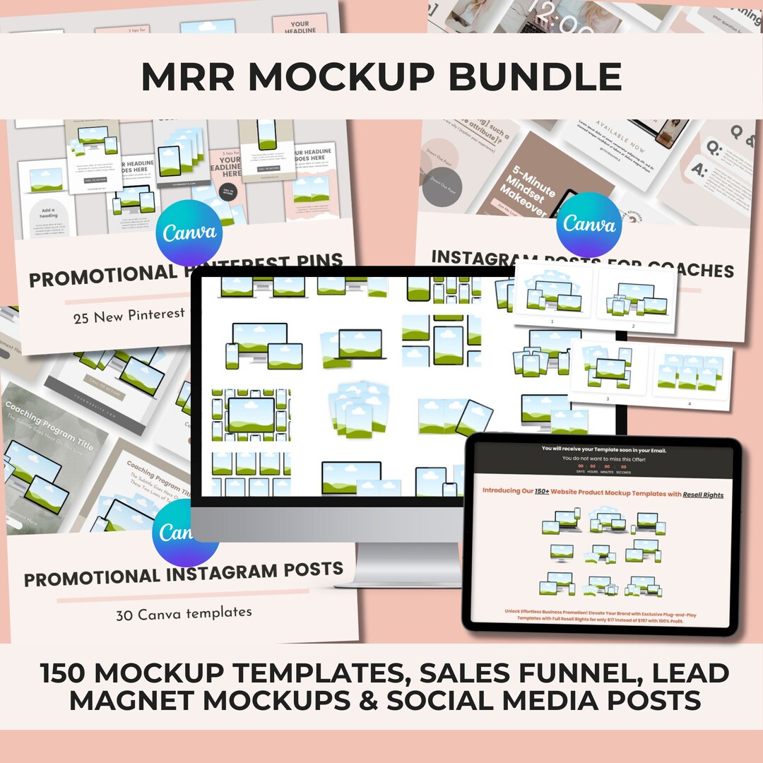 MRR Digital Marketing Templates, 150 Website Mockups, Sales Funnel ...