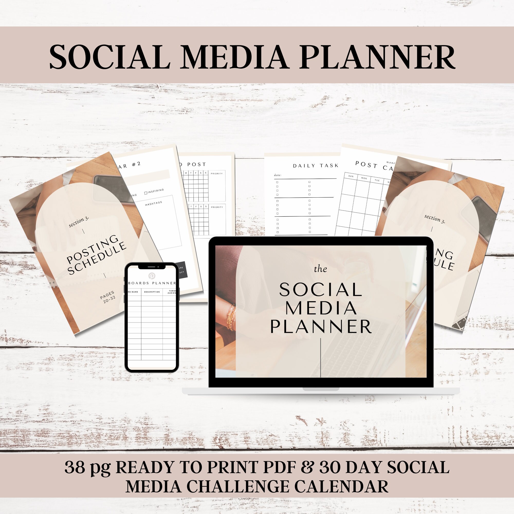 Social Media Planner PDF, Social Media Content Planner, Content Planner ...