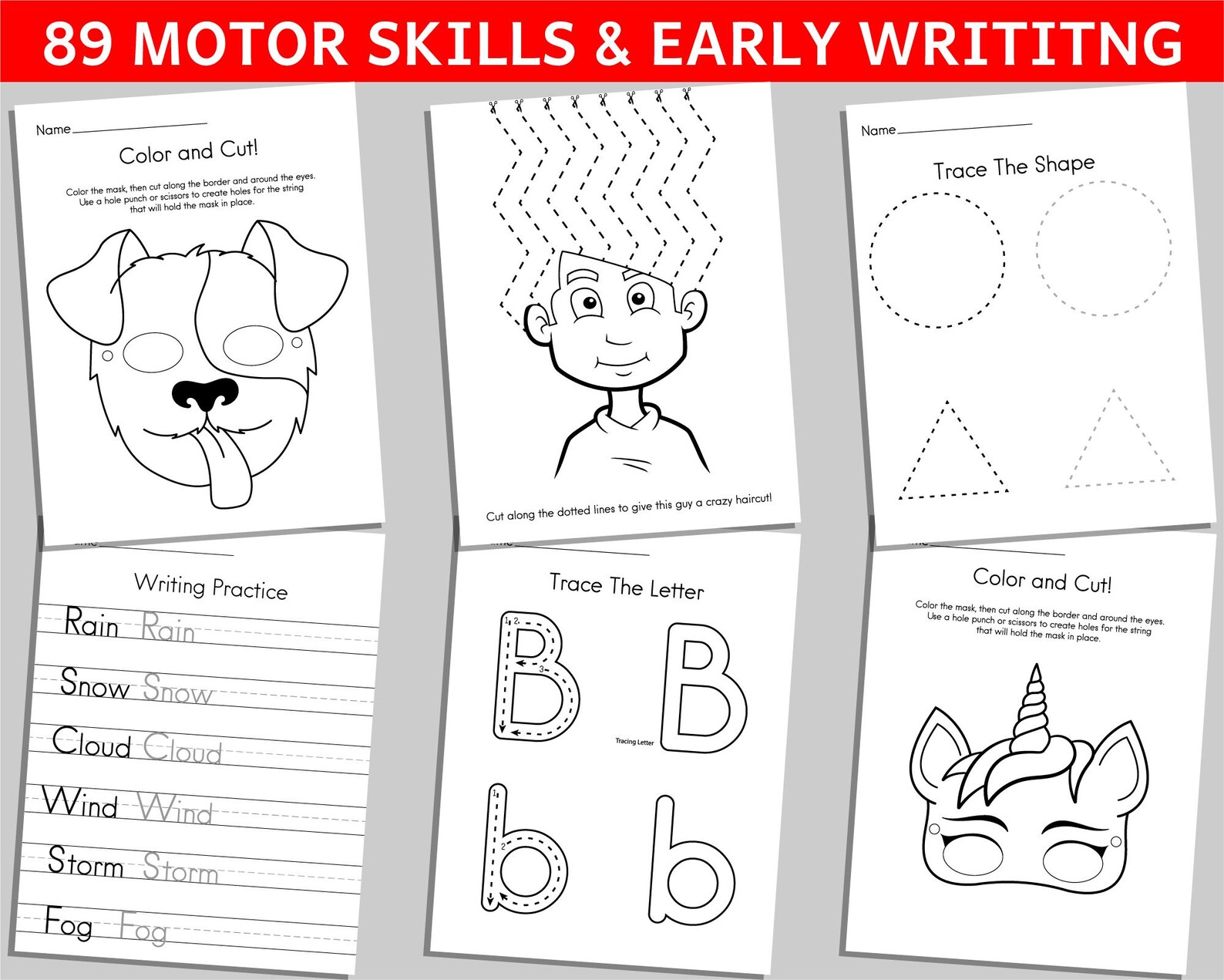Preschool Kindergarten Workbook | 175 Printable Worksheets | Math ...