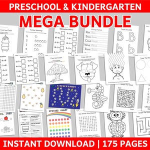 Preschool Kindergarten Workbook | 175 Printable Worksheets | Math ...