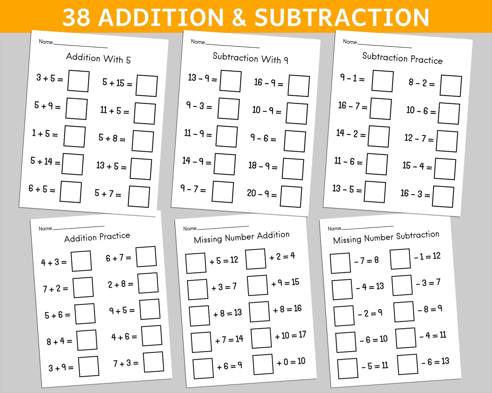 50 Math Mastery Worksheets for Preschool & Kindergarten | Addition ...