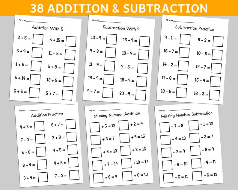 50 Math Mastery Worksheets for Preschool & Kindergarten | Addition ...