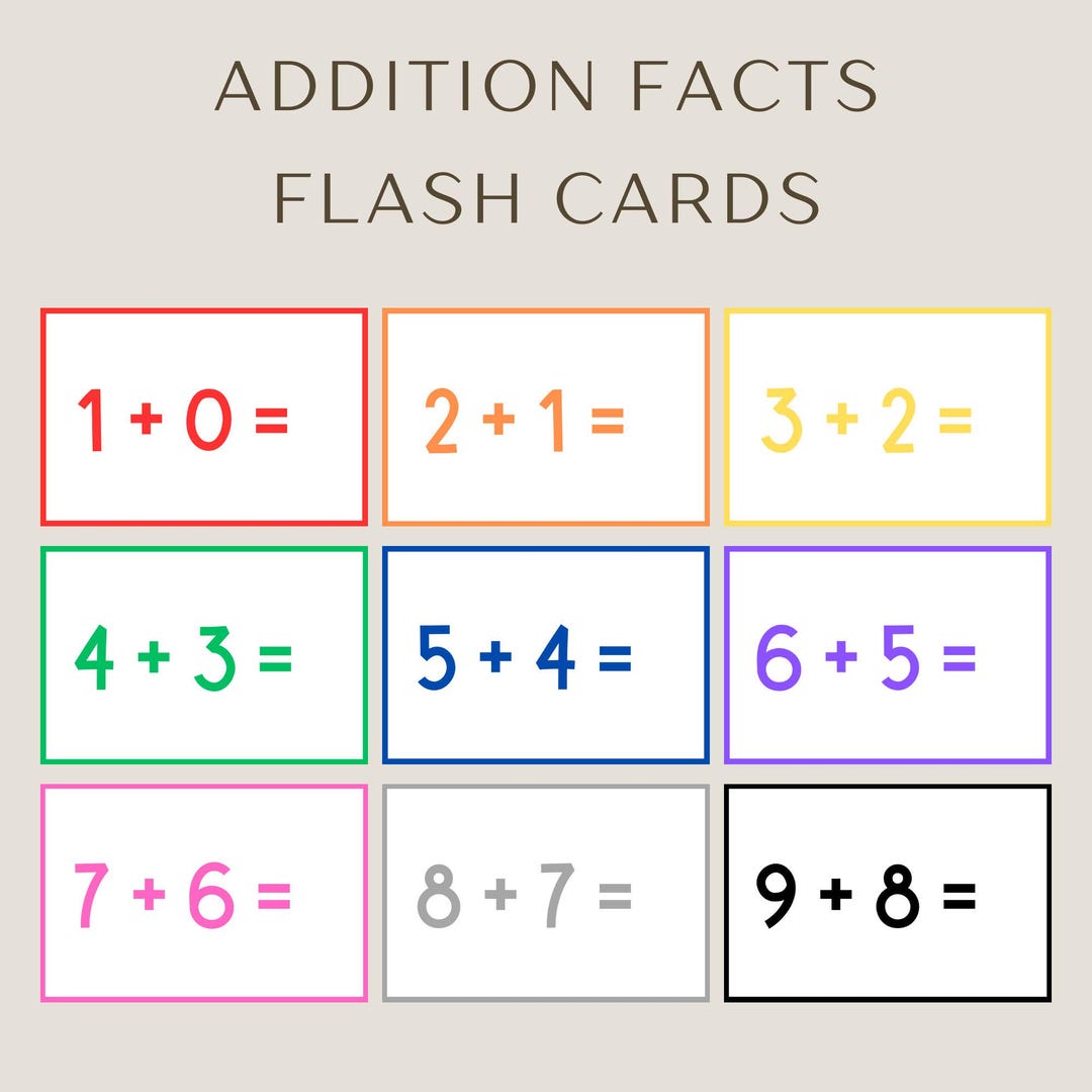 Addition Flash Cards | Math Facts Flash Cards | Printable Flash Cards ...