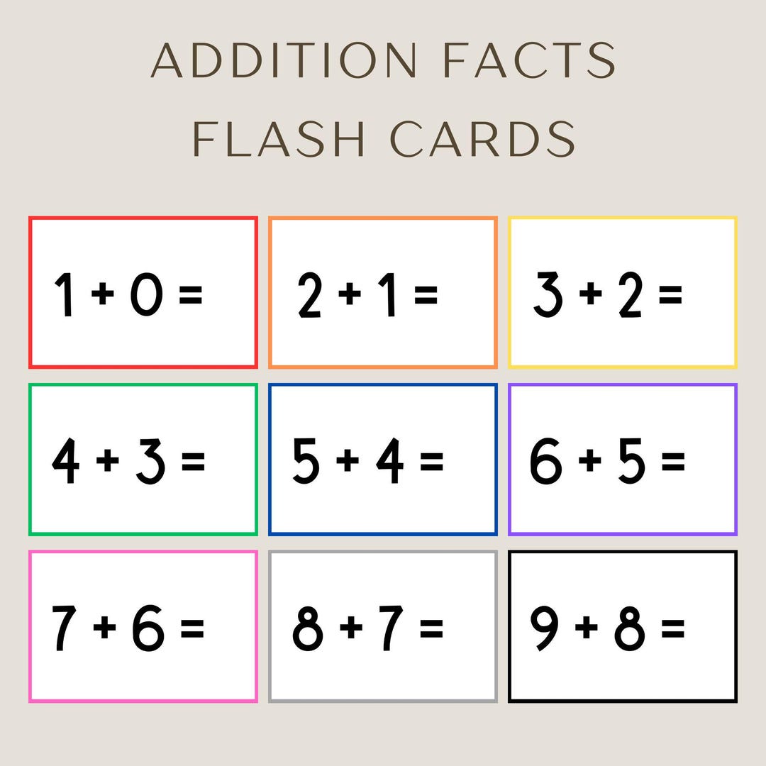 Addition Flash Cards | Math Facts Flash Cards | Printable Flash Cards ...