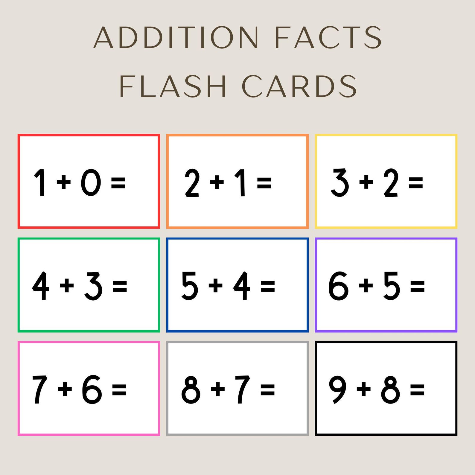 Addition Flash Cards | Math Facts Flash Cards | Printable Flash Cards ...