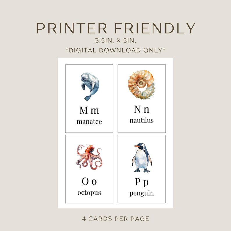 Ocean Themed Flash Cards | Ocean Abcs Flash Cards | Printable Flash ...