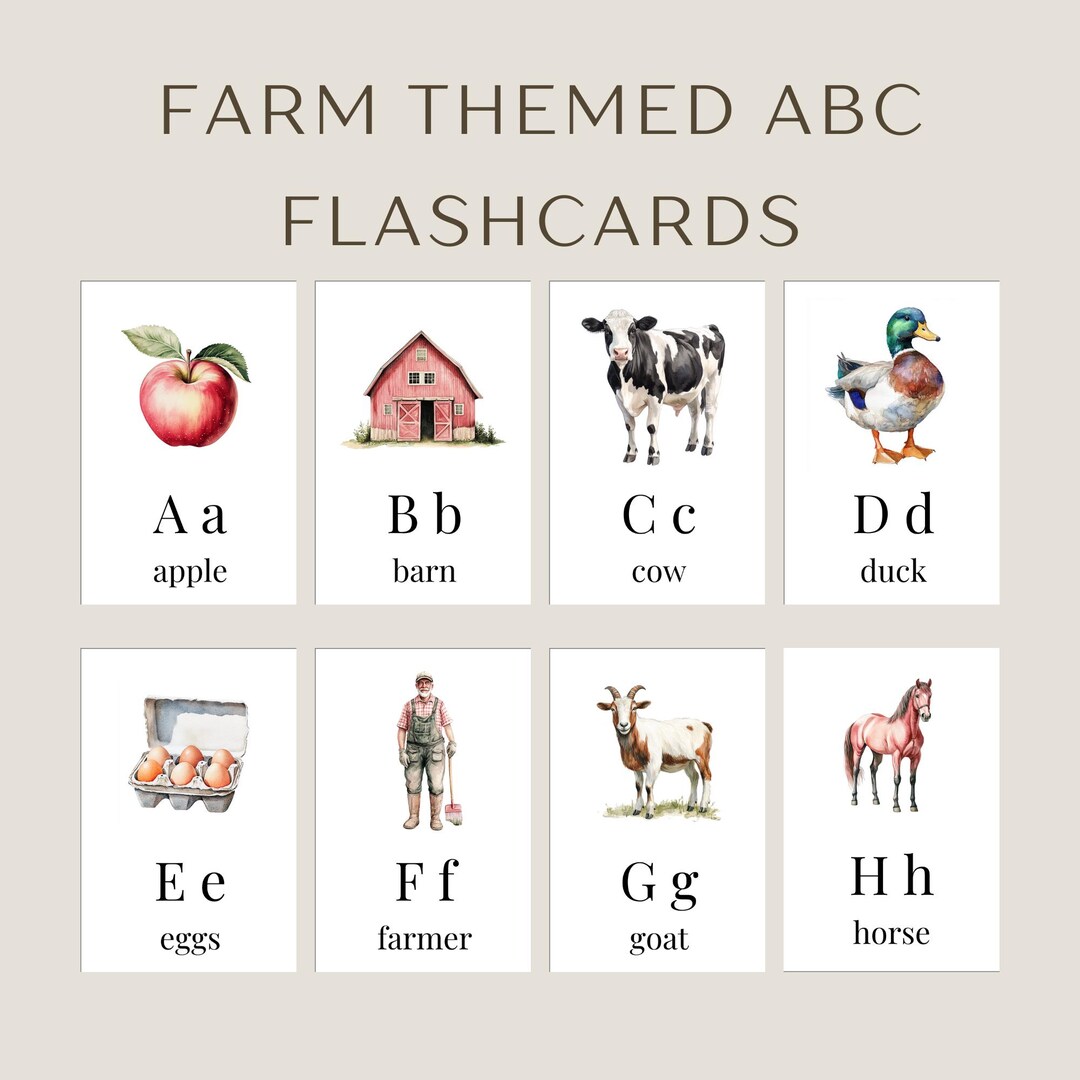 Farm Themed Flash Cards | Farm Abcs Flash Cards | Printable Flash Cards ...