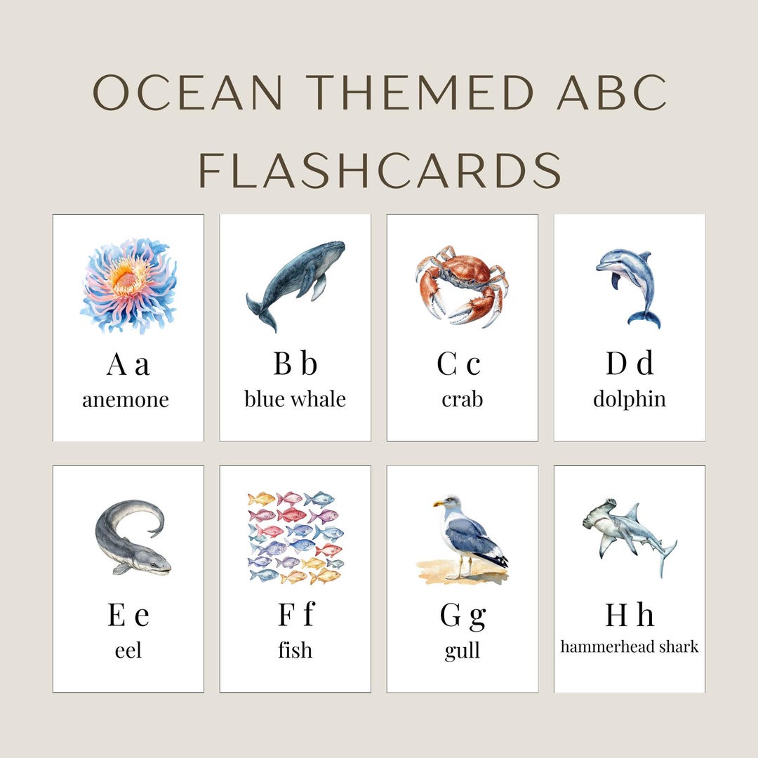 Ocean Themed Flash Cards | Ocean Abcs Flash Cards | Printable Flash ...
