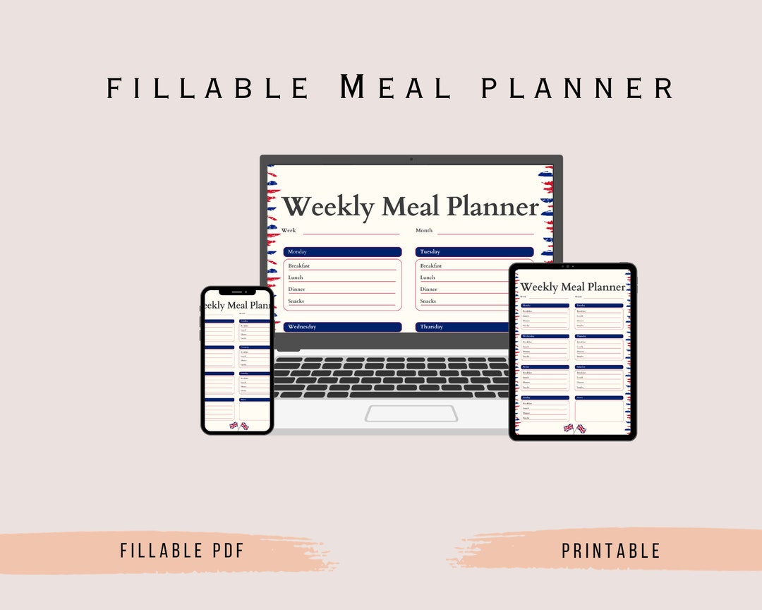 Weekly Meal Planner, Editable Meal Templates, Meal Organizer, Printable ...