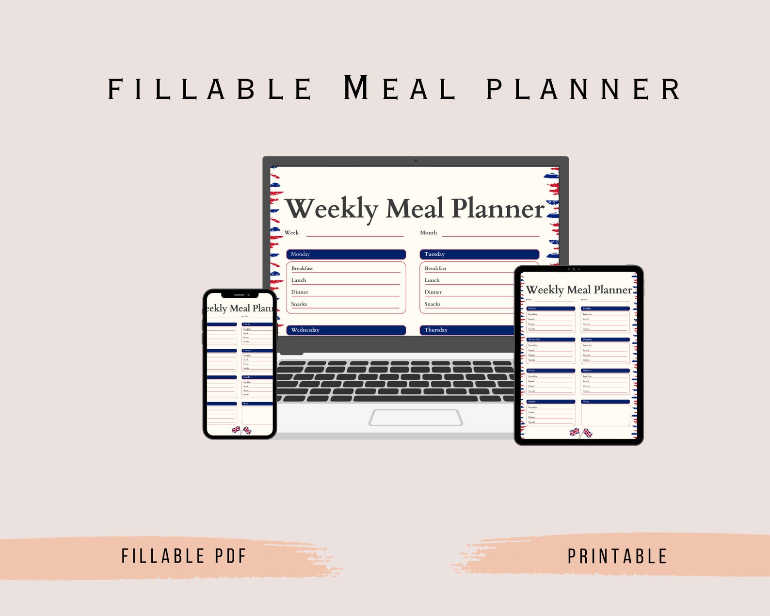 Weekly Meal Planner, Editable Meal Templates, Meal Organizer, Printable ...