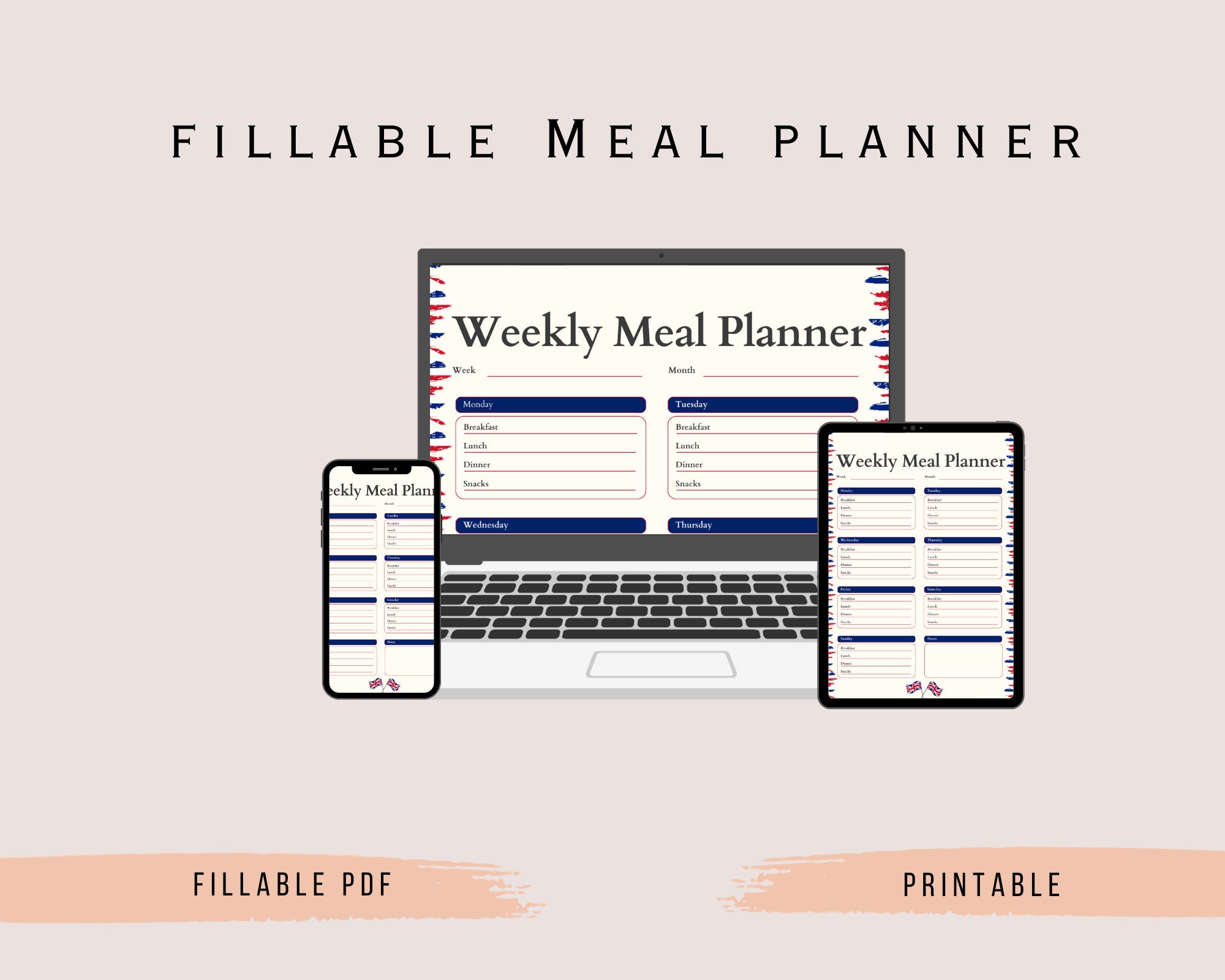Weekly Meal Planner, Editable Meal Templates, Meal Organizer, Printable ...