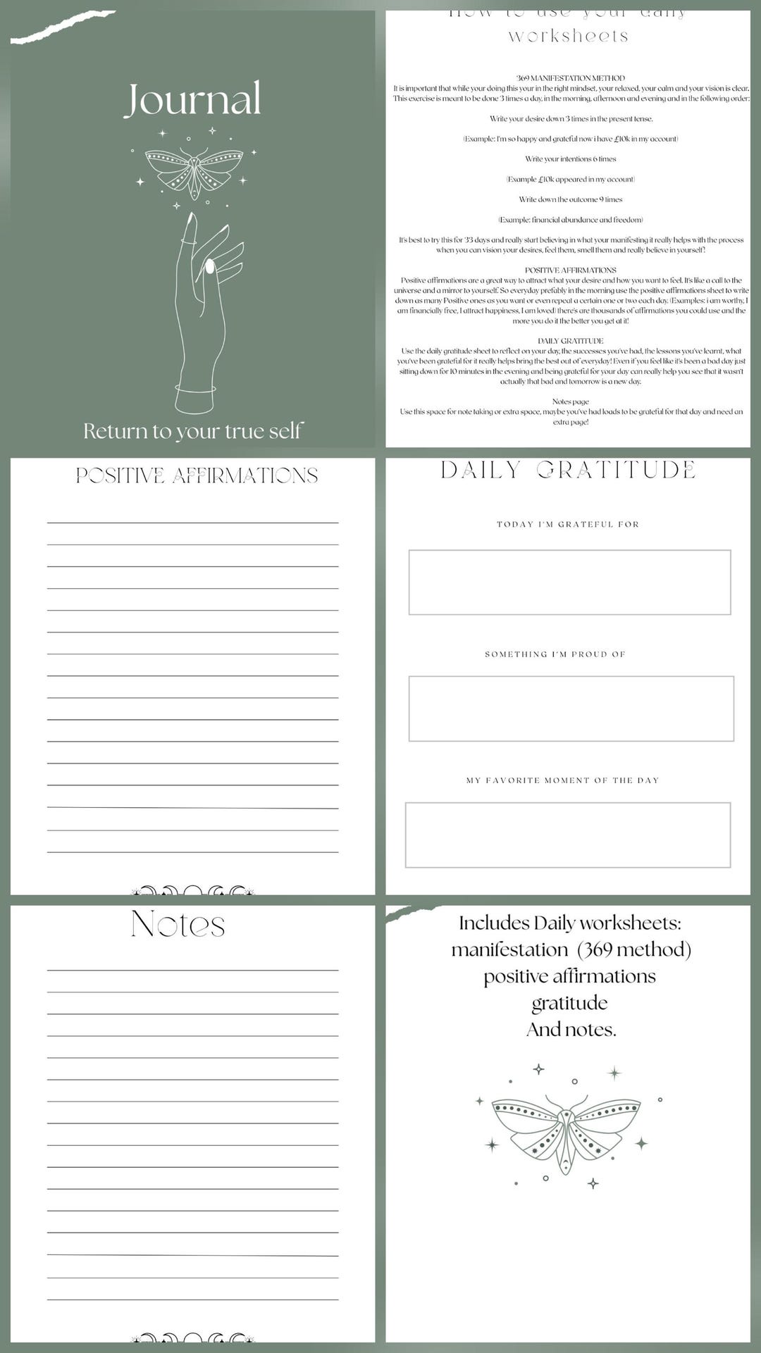 Daily Journal Printable Worksheets Including Manifestation,positive ...