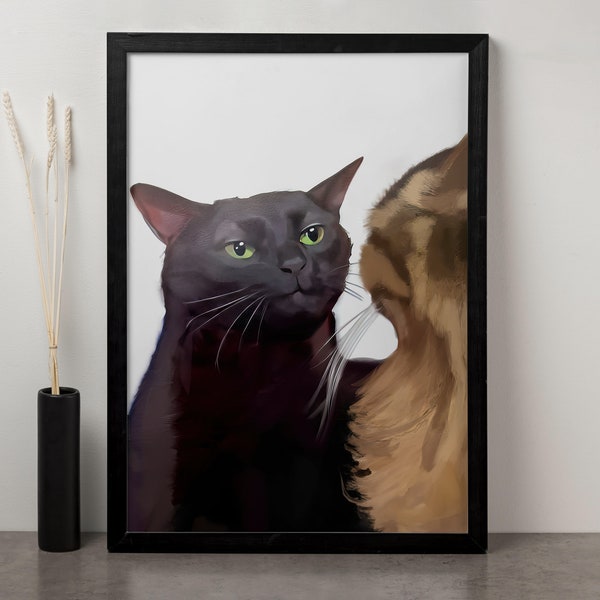 Funny Cat Art - Etsy