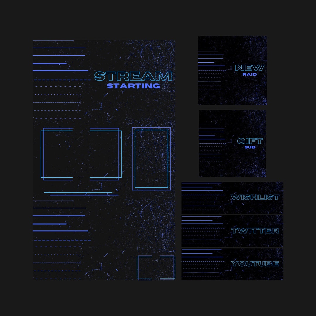 BLUE LINE Animated Stream Overlay Pack Twitch Overlay Package Animated ...