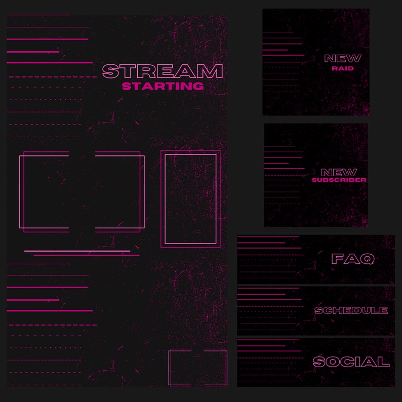 PINK LINE Animated Stream Overlay Pack Twitch Overlay Package Animated ...
