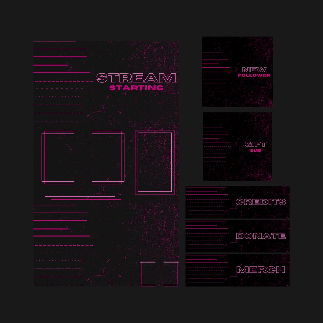 PINK LINE Animated Stream Overlay Pack Twitch Overlay Package Animated ...