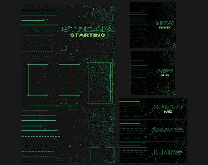 GREEN LINE Animated Stream Overlay Pack Twitch Overlay Package Animated ...