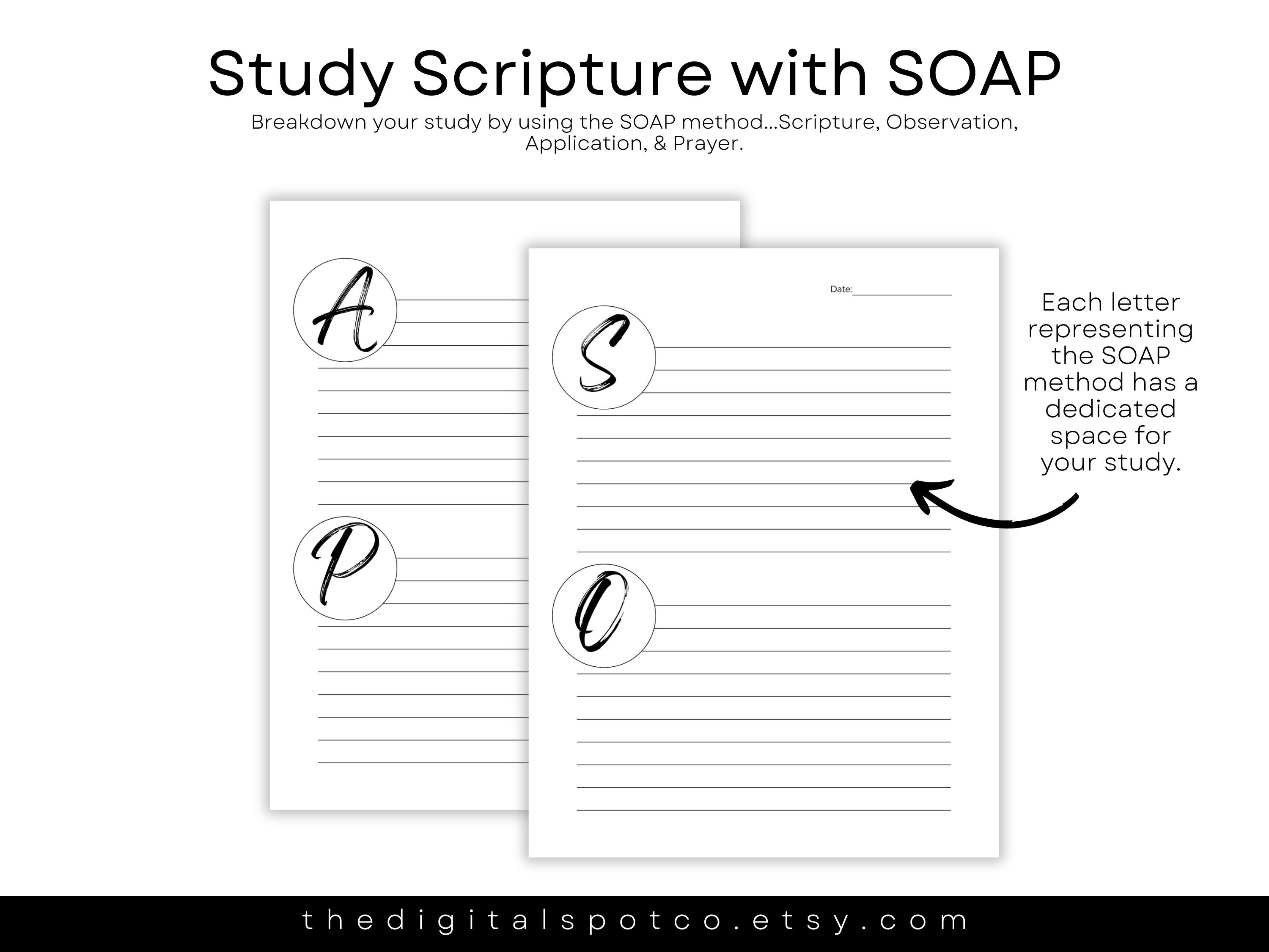 SOAP Bible Study Journal, Digital Bible SOAP Study, SOAP Bible Journal ...