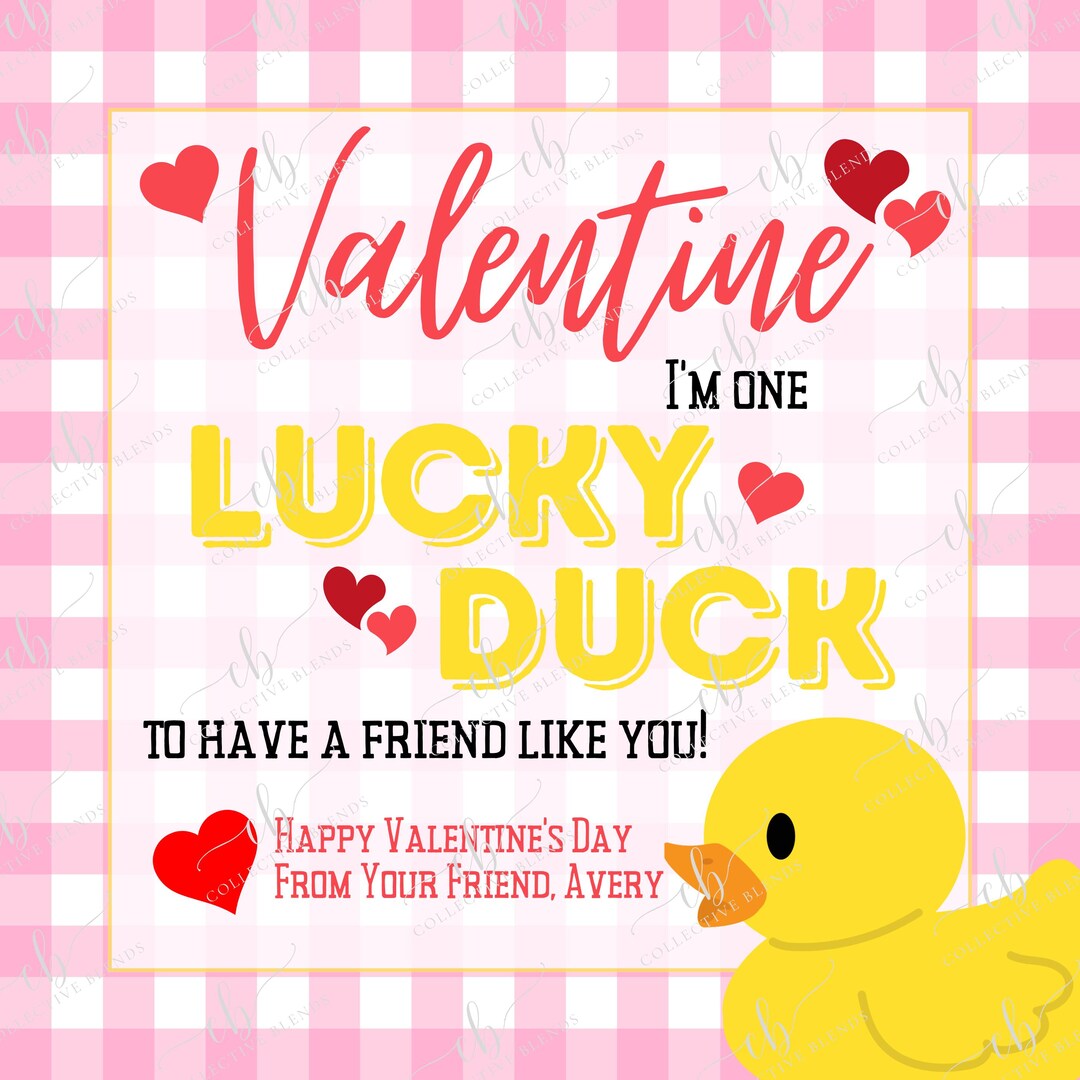 CUSTOM PRINTABLE | Valentine Gift Tag | Rubber Duck - Lucky Duck - Etsy