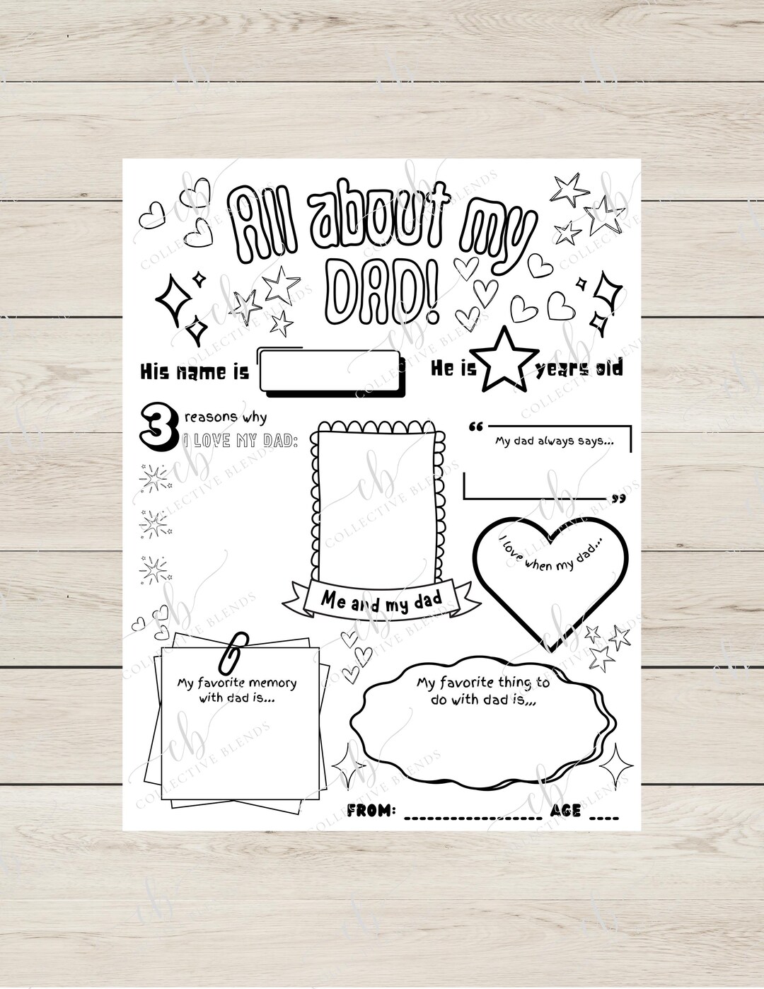 PRINTABLE | Fathers Day Color Sheet | All About My Dad - Etsy