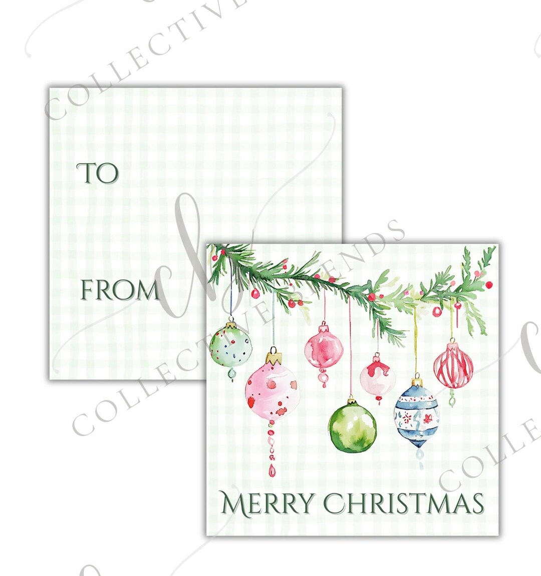 PRINTABLE | Christmas Gift Tag | Green Ornament Grand Millennial Design ...