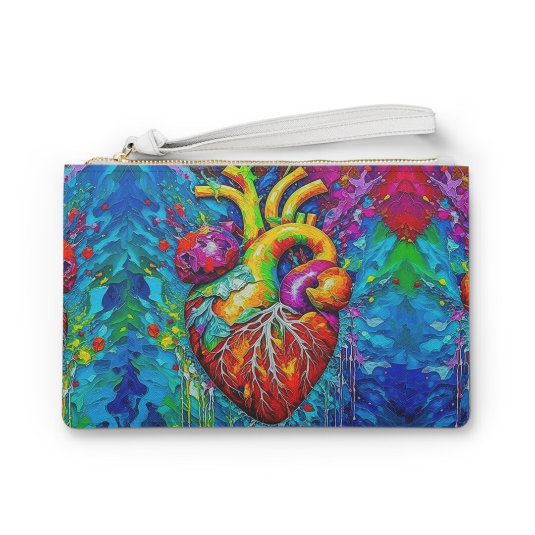 Artsy Heart Clutch Bag/ Tie Dye Heart Wristlet Clutch Bag/ - Etsy