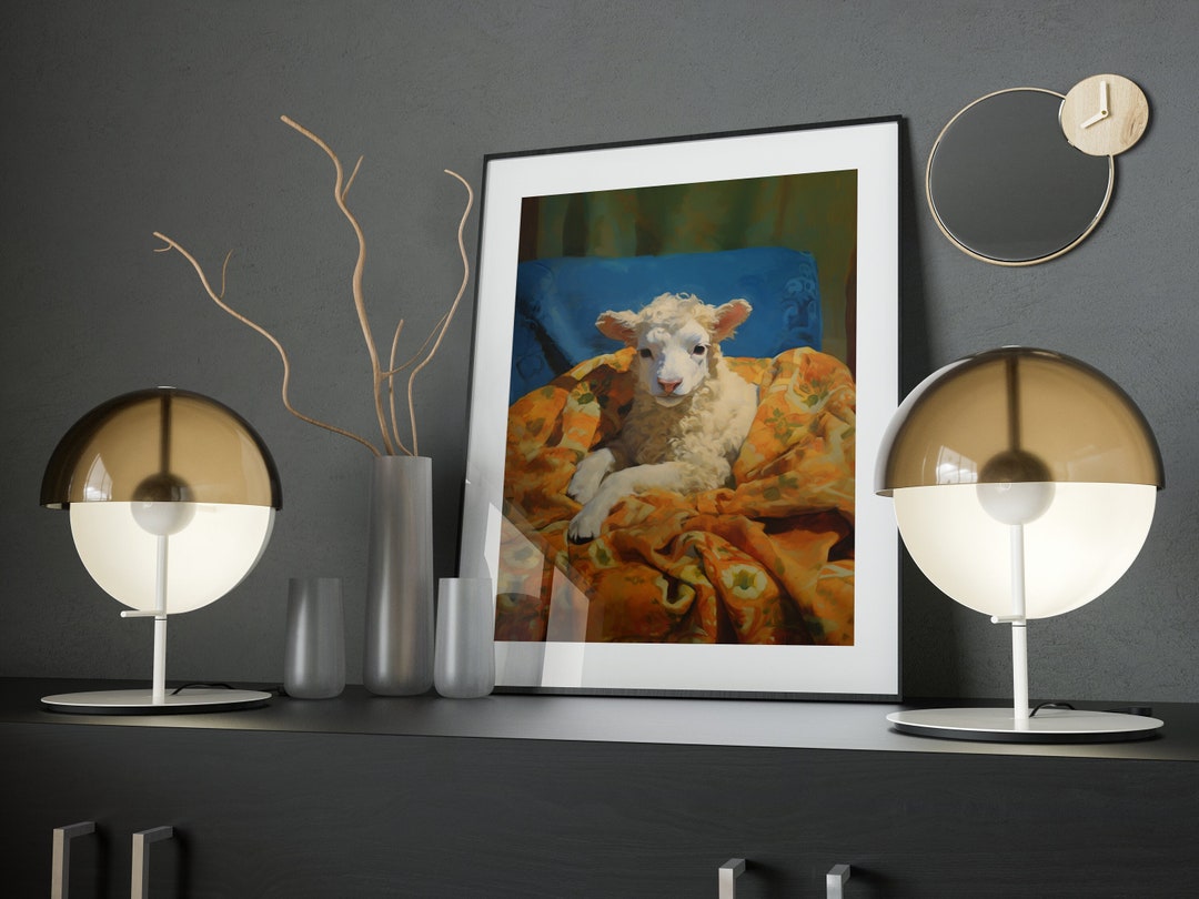 Cozy Lamb Art Poster: Serene Nursery Wall Decor - Etsy