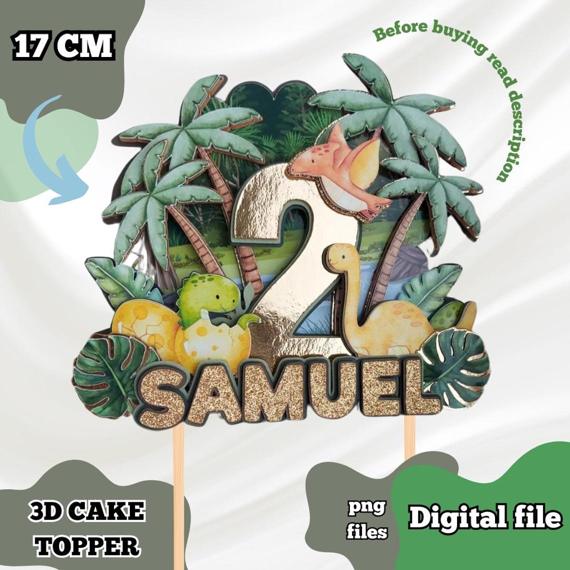 Dinosaur Cake Topper Design, Dino Birthday Party (digital Design) - Etsy