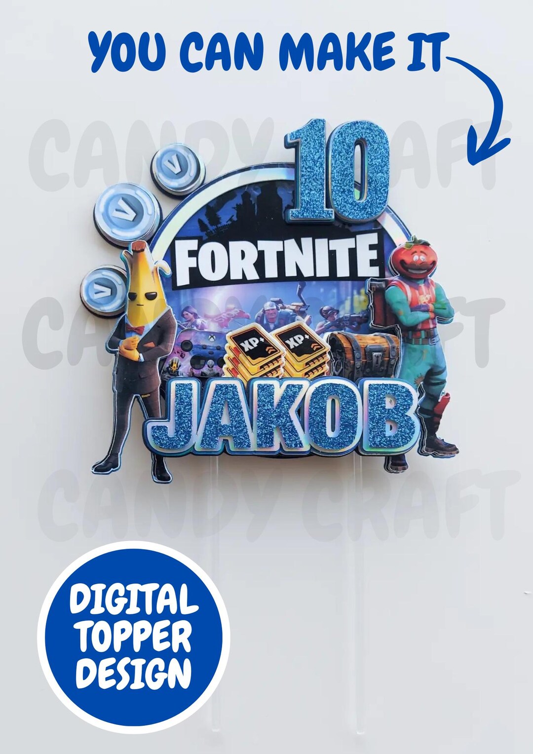 Digital Fort Game Night Birthday Cake Topper Design | Customizable Nite ...