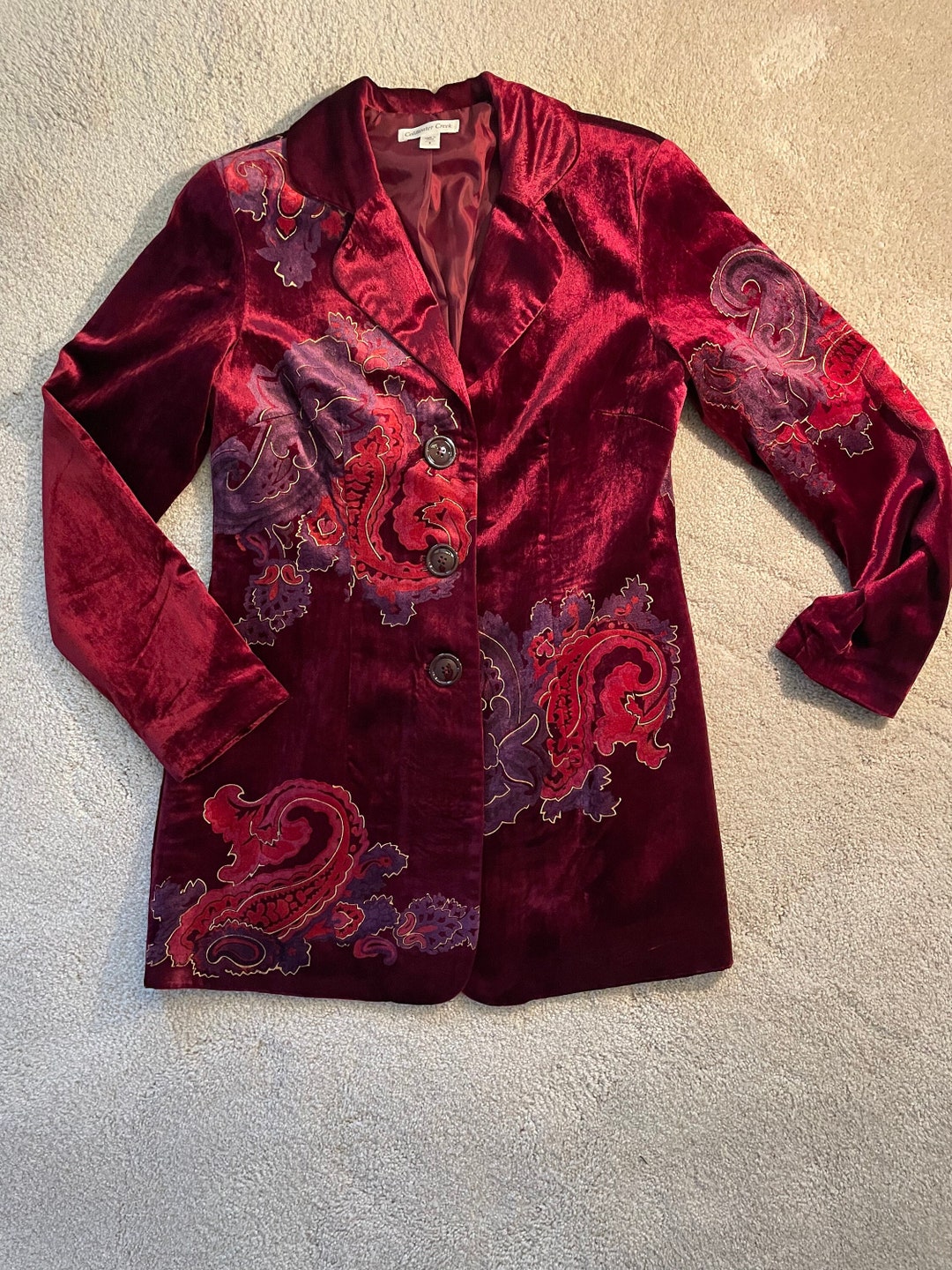 Women's Velvet Jacket With Floral Detailing - Etsy