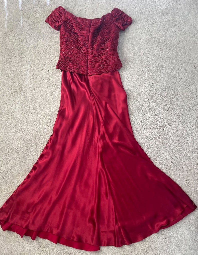 Satin Full-length off the Shoulder Ruby-colored Mother of the Bride ...
