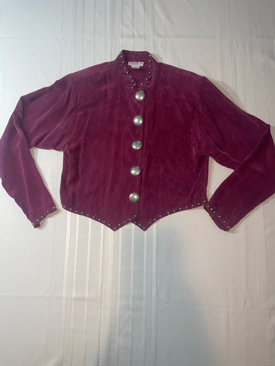 Vintage Plum-colored Mandarin Collar Jacket With a Suede Look - Etsy