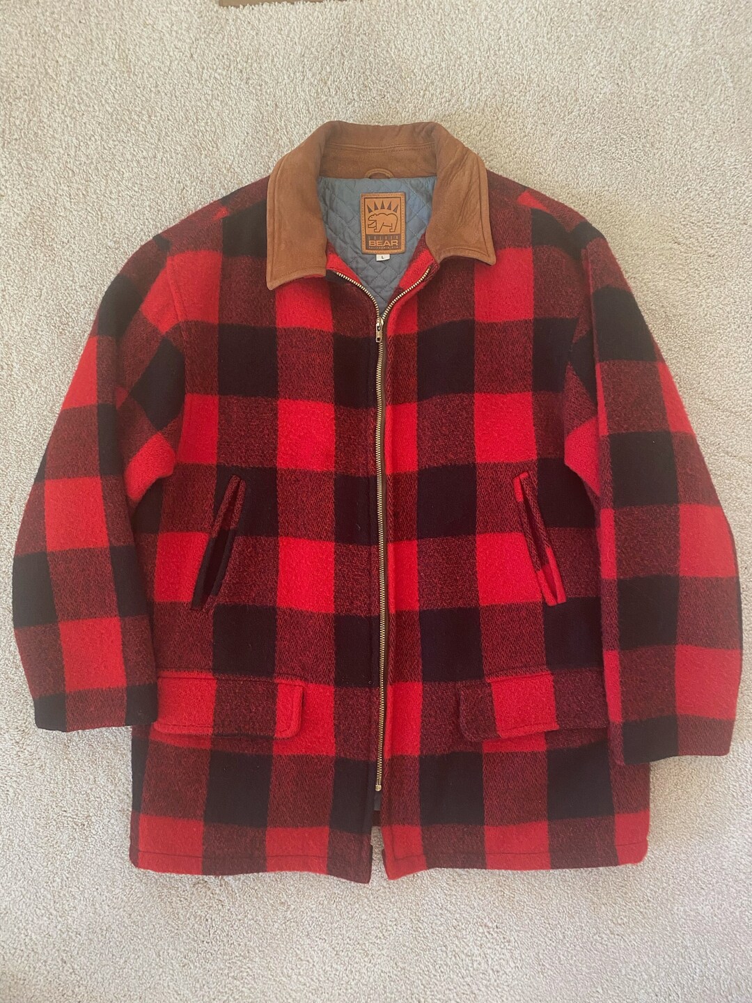 Men's Buffalo Plaid Lined Wool Jacket - Etsy