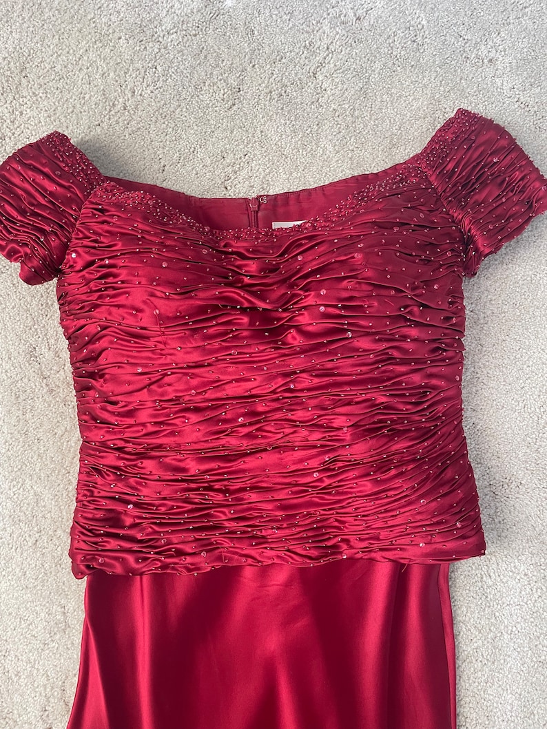 Satin Full-length off the Shoulder Ruby-colored Mother of the Bride ...