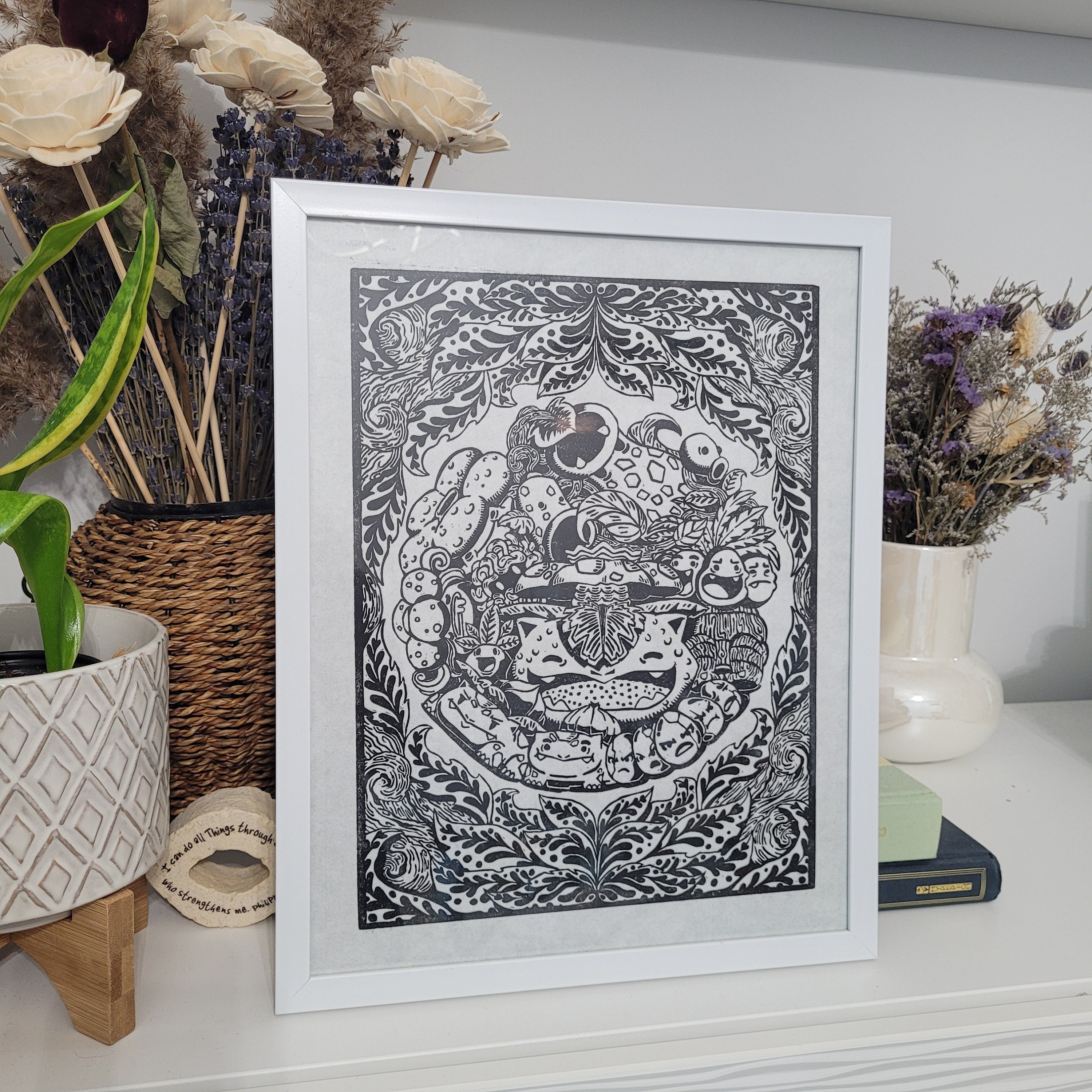 Kanto Grass Linocut Print Open Edition Pokemon Art - Etsy