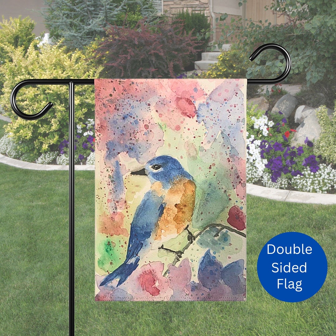 Watercolor Bird Garden Flag Spring Garden Flag Original Art Garden Flag ...