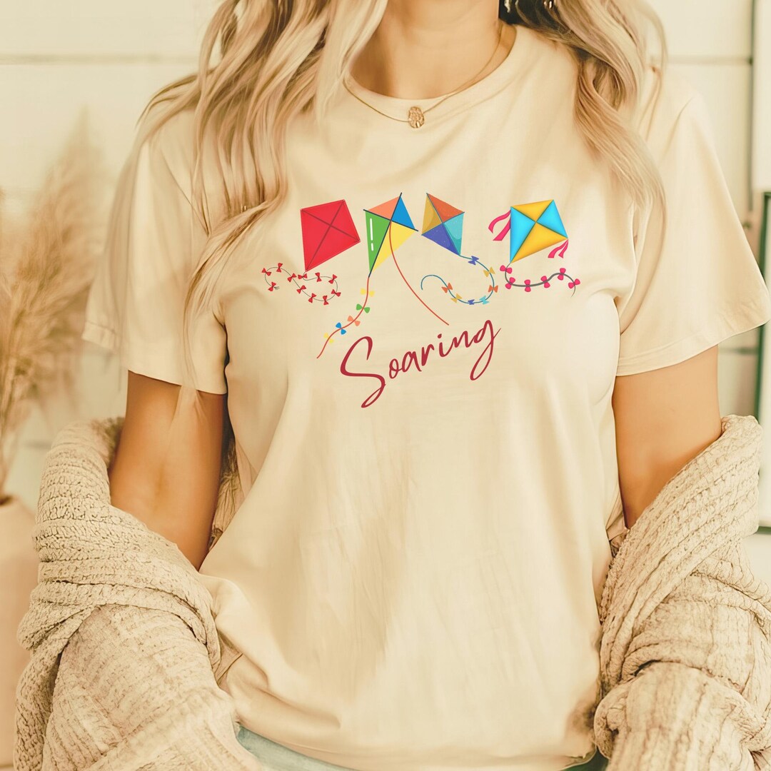 Kite Tshirt Soaring Kites Tee Colorful Kite Flying Tshirt Whimsical ...