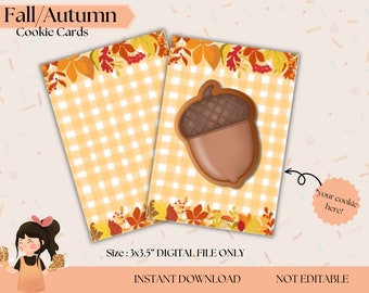 Printable Hello Fall Cookie Card Stripes and Leaves - Etsy