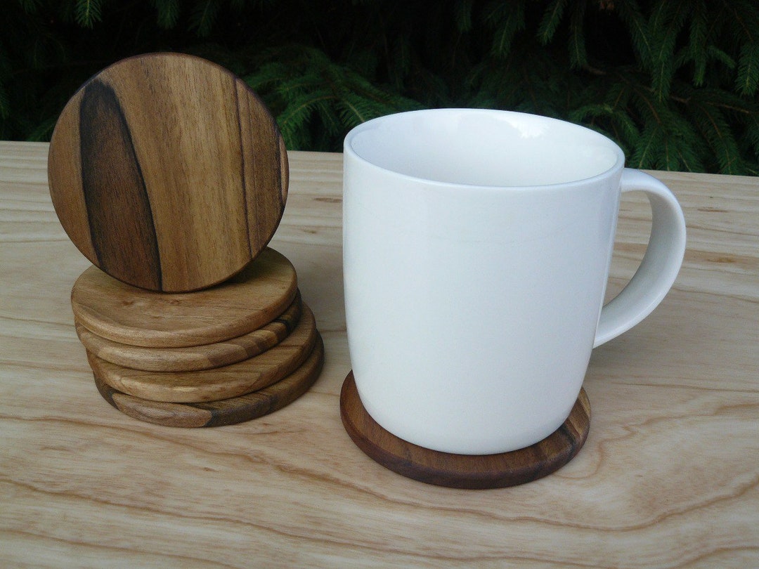 Walnut Wood Cup Coasters, Round Tea/coffee Cup Coasters, Gorgeous Drink ...