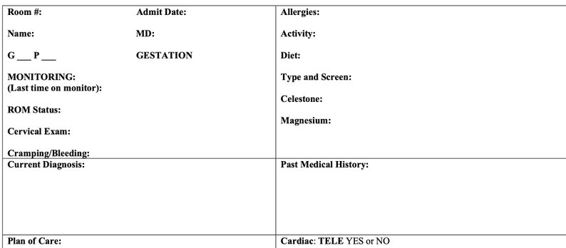 Antepartum / High Risk OB Report Sheet - Etsy